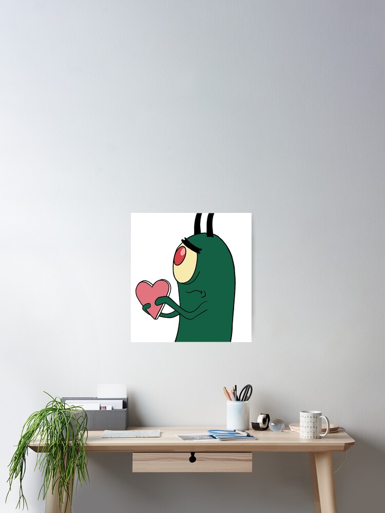 "sad plankton heart love meme" Poster for Sale by sparkytheslug | Redbubble