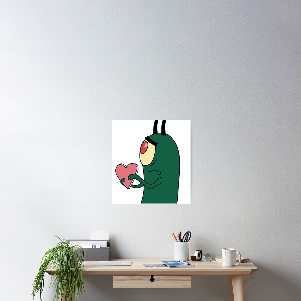 "sad plankton heart love meme" Poster for Sale by sparkytheslug | Redbubble