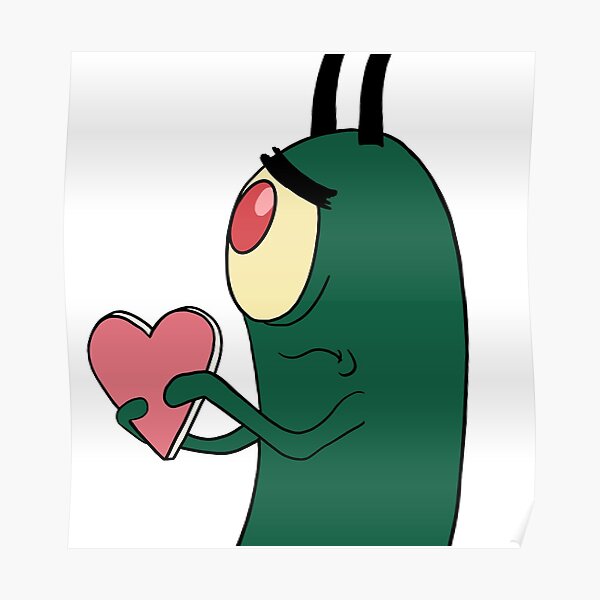"sad plankton heart love meme" Poster for Sale by sparkytheslug | Redbubble