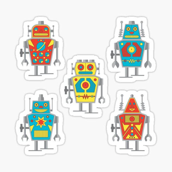 "Cool toy robots sticker pack" Sticker for Sale by essjaydesigns ...