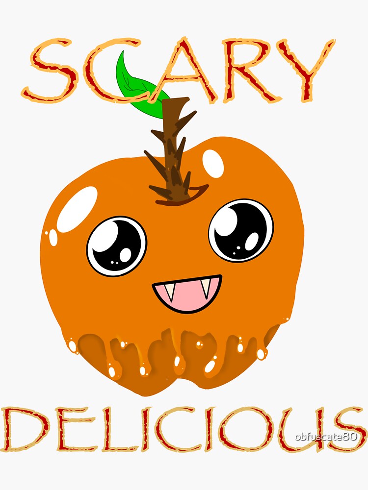 "Scary delicious Halloween Carmel apple" Sticker for Sale by ...