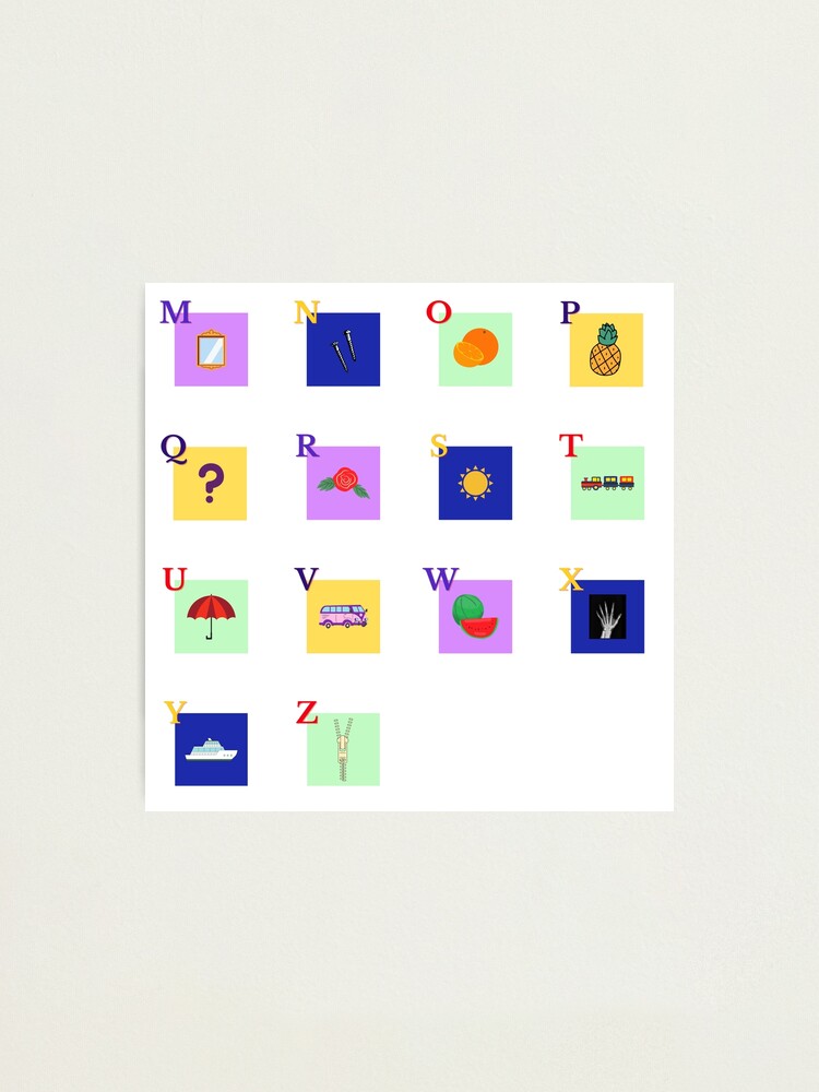 Lámina fotográfica « Tarjetas de vocabulario de letras del alfabeto ...