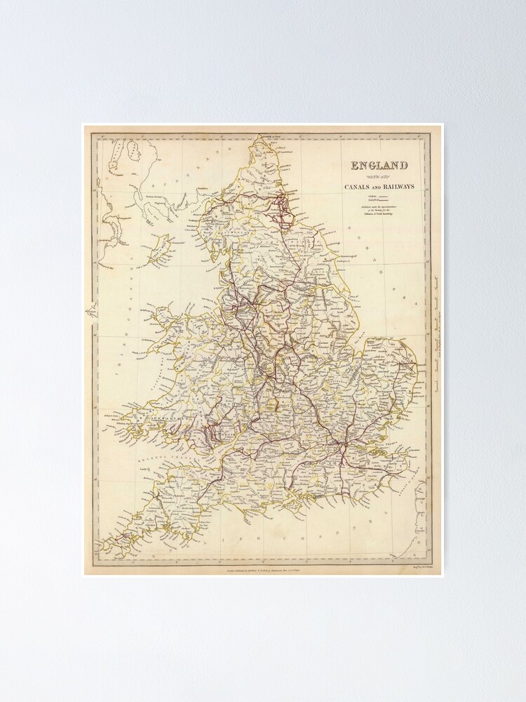 "Vintage Map of England (1837) " Poster for Sale by BravuraMedia ...