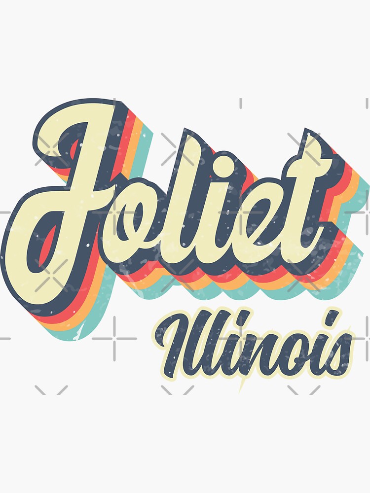"Joliet City Illinois Retro Vintage 70s rainbow" Sticker by Teelogic ...