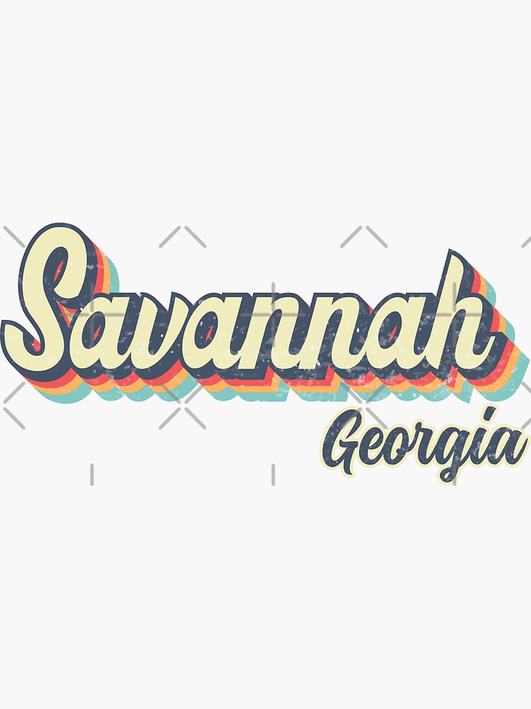 "Savannah city Georgia Retro Vintage 70s rainbow" Sticker for Sale by ...
