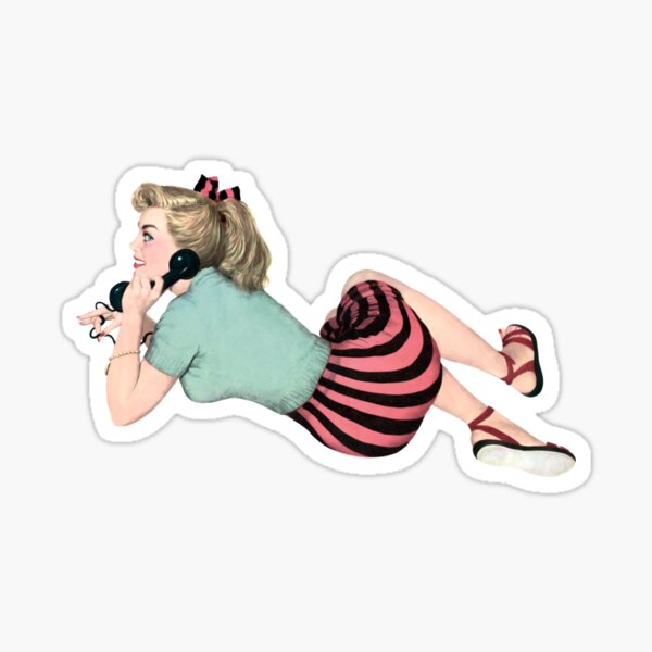 "Sexy Pin Up Girl Talking on Telephone" Sticker for Sale by ...
