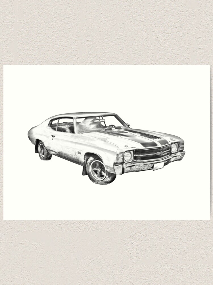 " 1971 chevrolet Chevelle SS Illustration" Art Print for Sale by ...