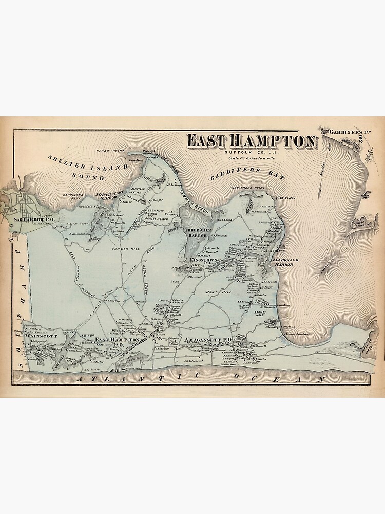 "Map of East Hampton 1873" Photographic Print by mollyfare | Redbubble