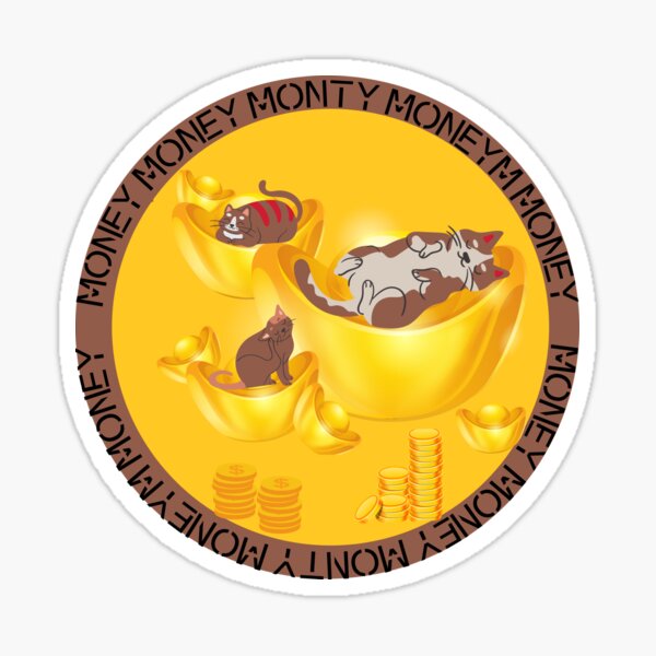"Cute cat on gold ingot" Sticker for Sale by galactic8877 | Redbubble