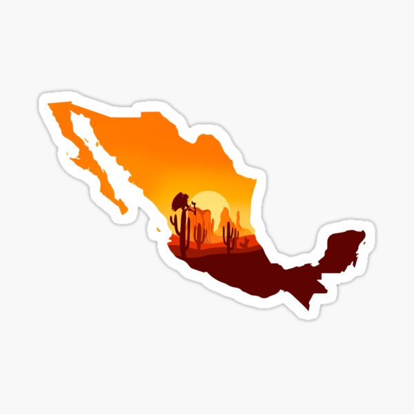 "Mexico map and landscape" Sticker for Sale by landscapeworlds | Redbubble