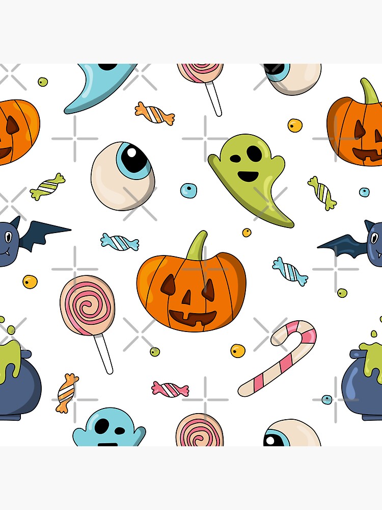 "halloween style pattern ghost, pumpkins ,sweets, bats,eyes" Sticker ...