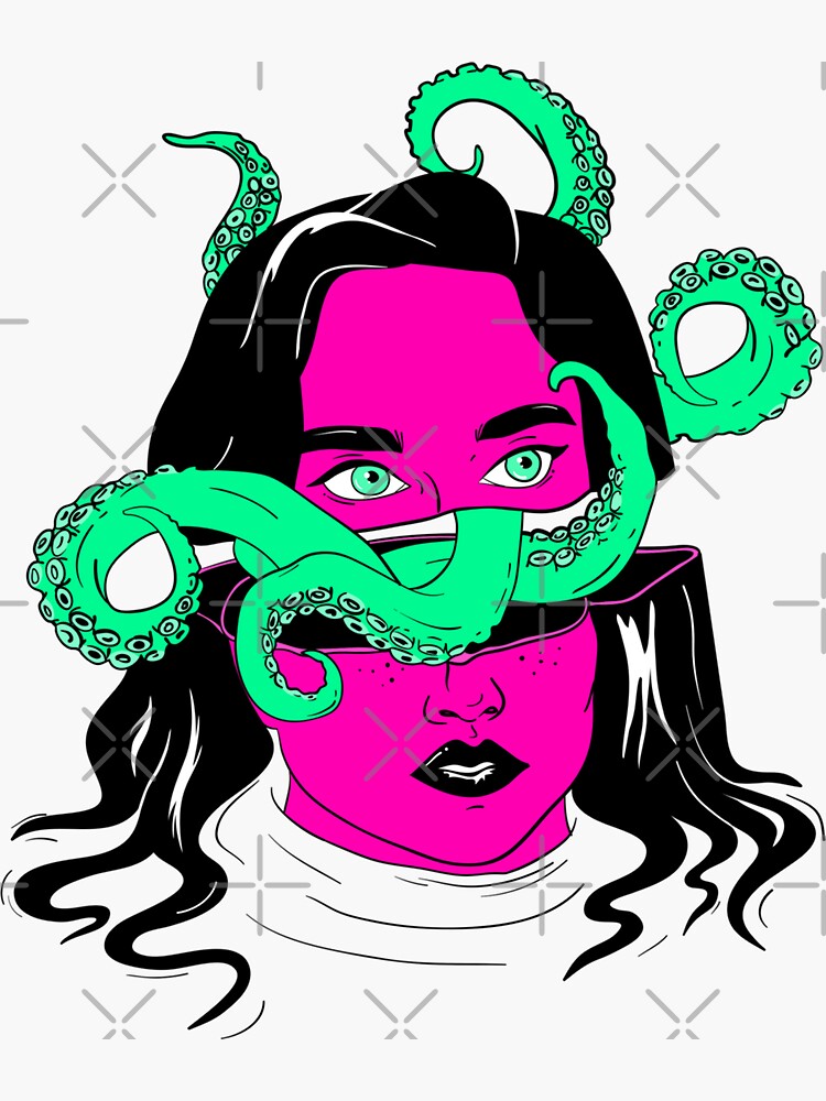 "Alien Octopus Lady" Sticker for Sale by LKDesigns24 | Redbubble