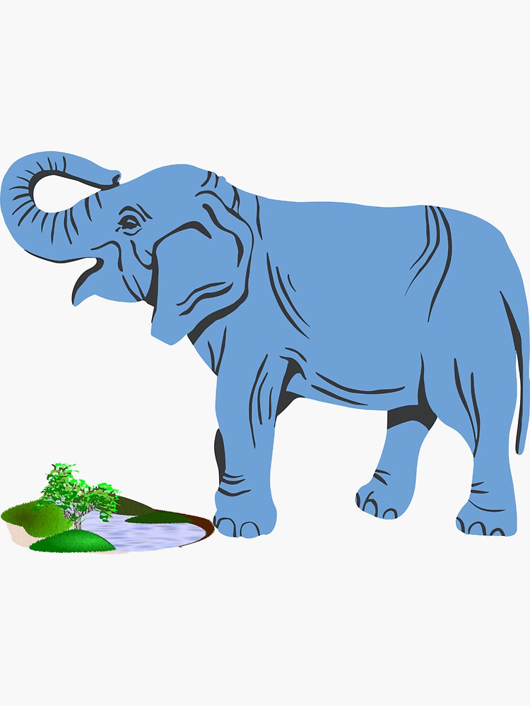 "blue Elephant " Sticker by Denis-Design | Redbubble