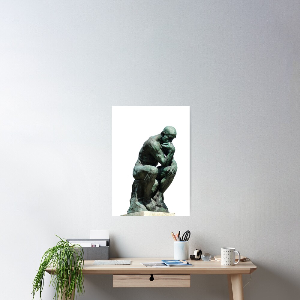 "Auguste Rodin - The Thinker, Thinking Man Statue" Poster by ...