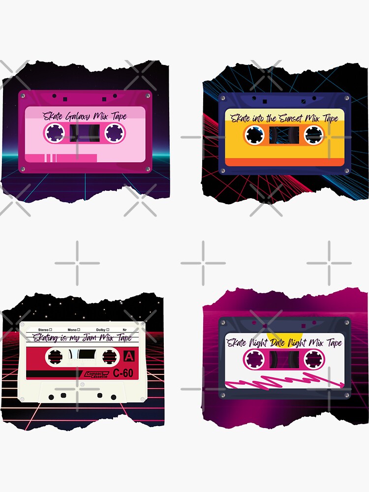 "Skate Galaxy 80s Mix Tape Sticker Pack" Sticker for Sale by ...