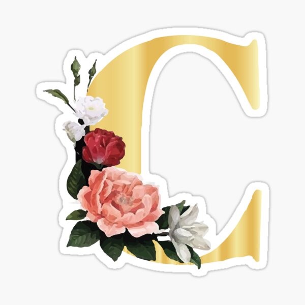 Pegatina «Letra del alfabeto C con flores» de DigiPaper | Redbubble