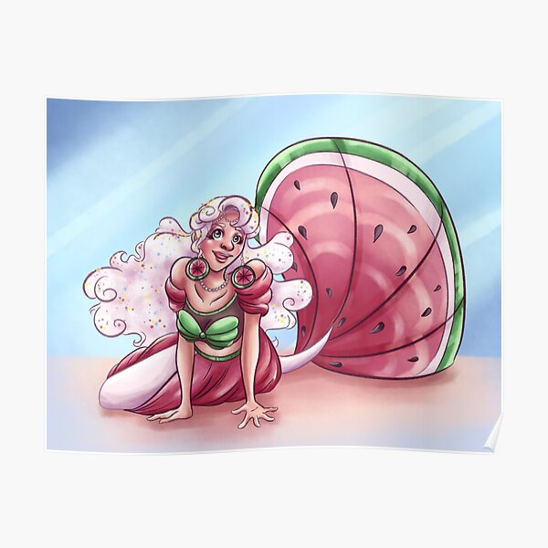 "Watermelon Mermaid" Poster by Noraillustrates | Redbubble