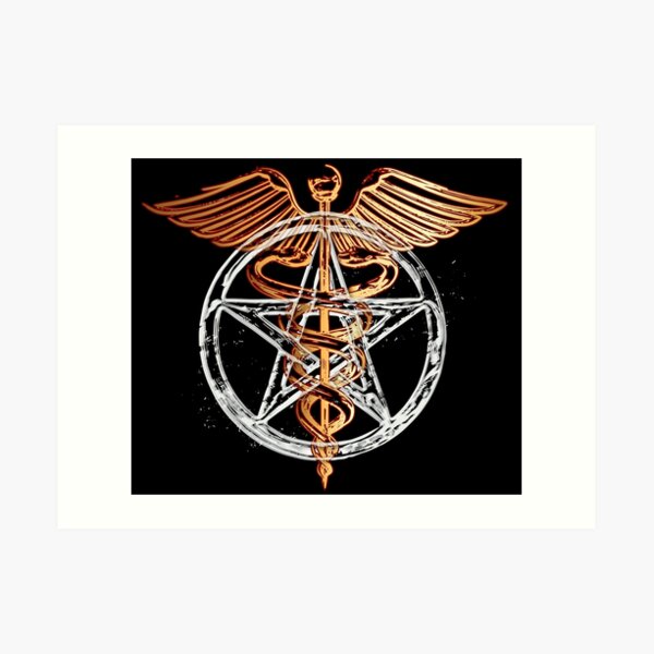 "Caduceus Pentagram" Art Print for Sale by signsandsymbols | Redbubble