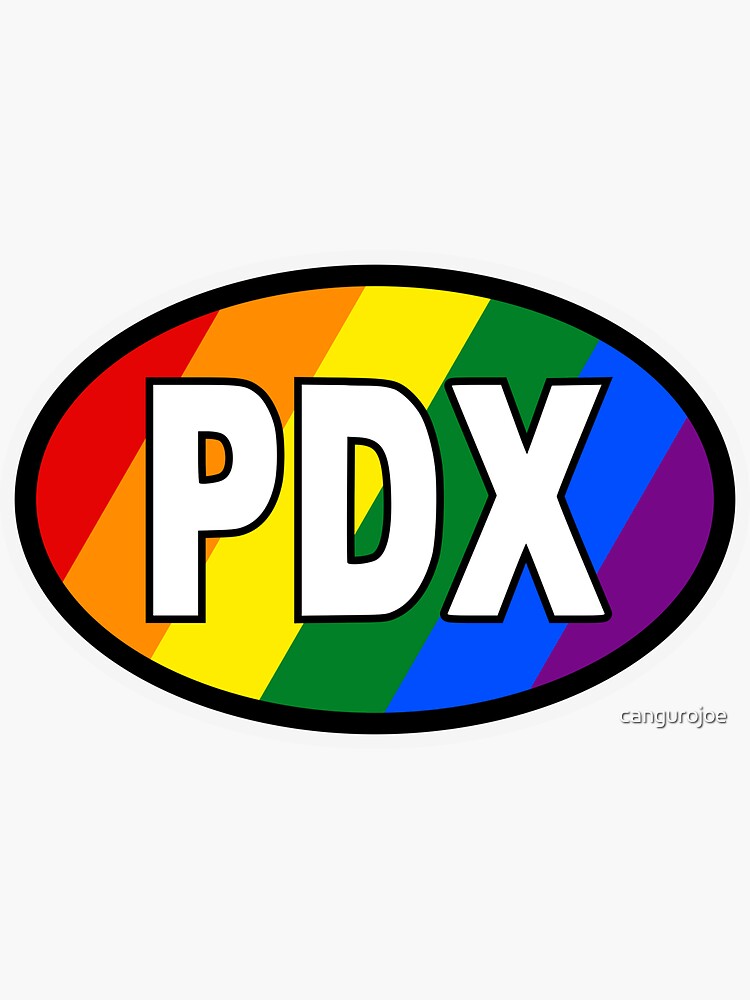"PDX Gay Portland Oregon OR Pride Flag Oval Bumper Sticker" Sticker for ...