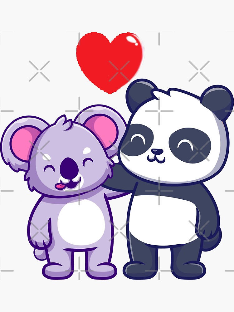 Sticker for Sale avec l'œuvre « Koala mignon et panda mignon ours panda ...