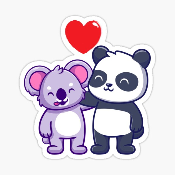 "Cute Koala and panda cute animal friendly panda kawaii bears" Sticker ...