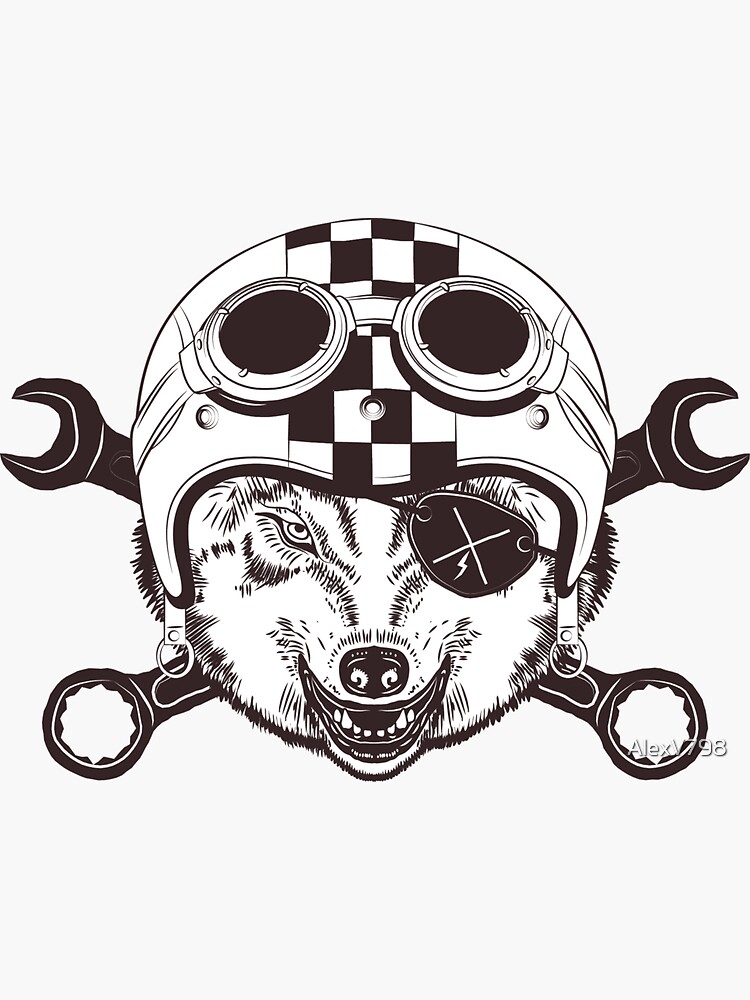 "Vintage wolf motorcycle logo" Sticker by AlexV798 | Redbubble
