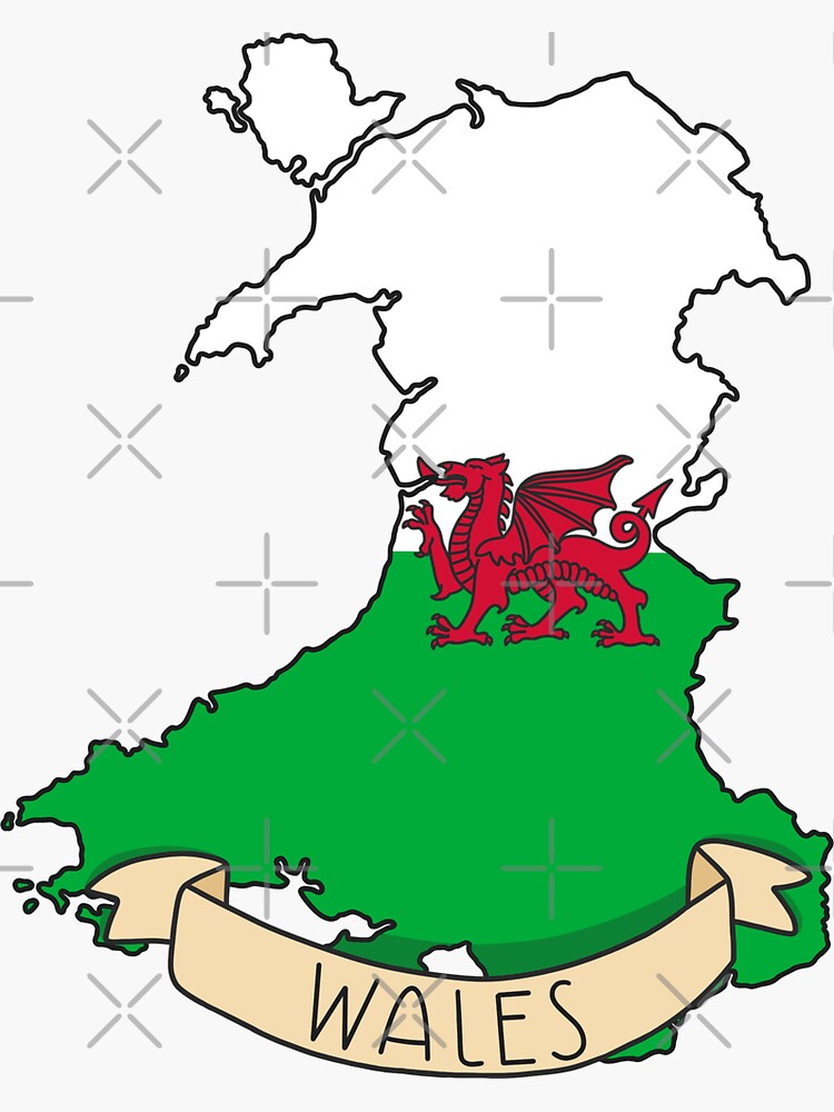 "Wales Flag Map " Sticker for Sale by SofiaSava01 | Redbubble