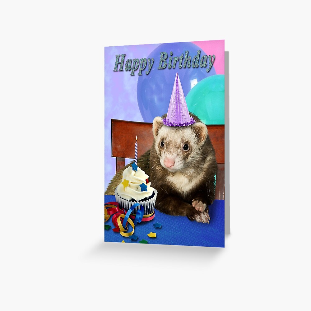 "Birthday Ferret" Greeting Card for Sale by jkartlife | Redbubble