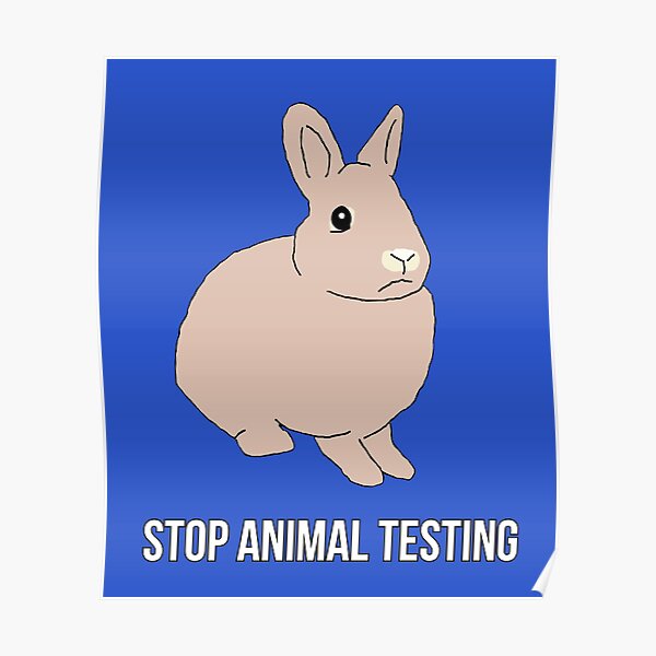 "Stop Animal Testing Rabbit Cartoon" Poster for Sale by KJCasey1982 ...