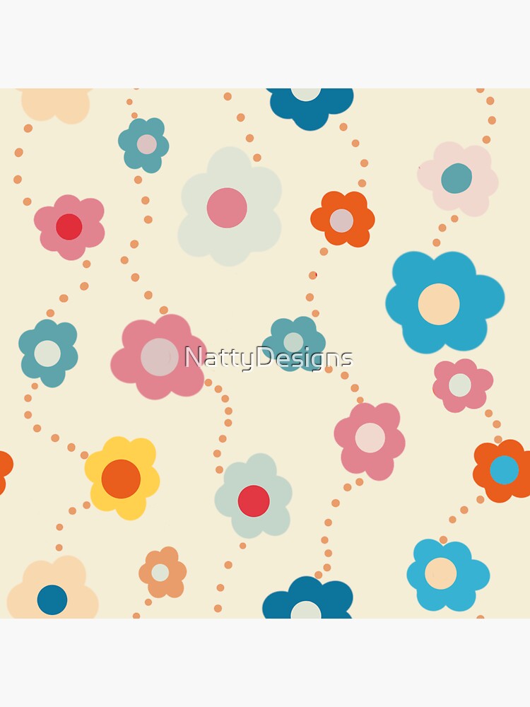 "Colourful Vintage Daisy Repeat Pattern" Sticker for Sale by ...
