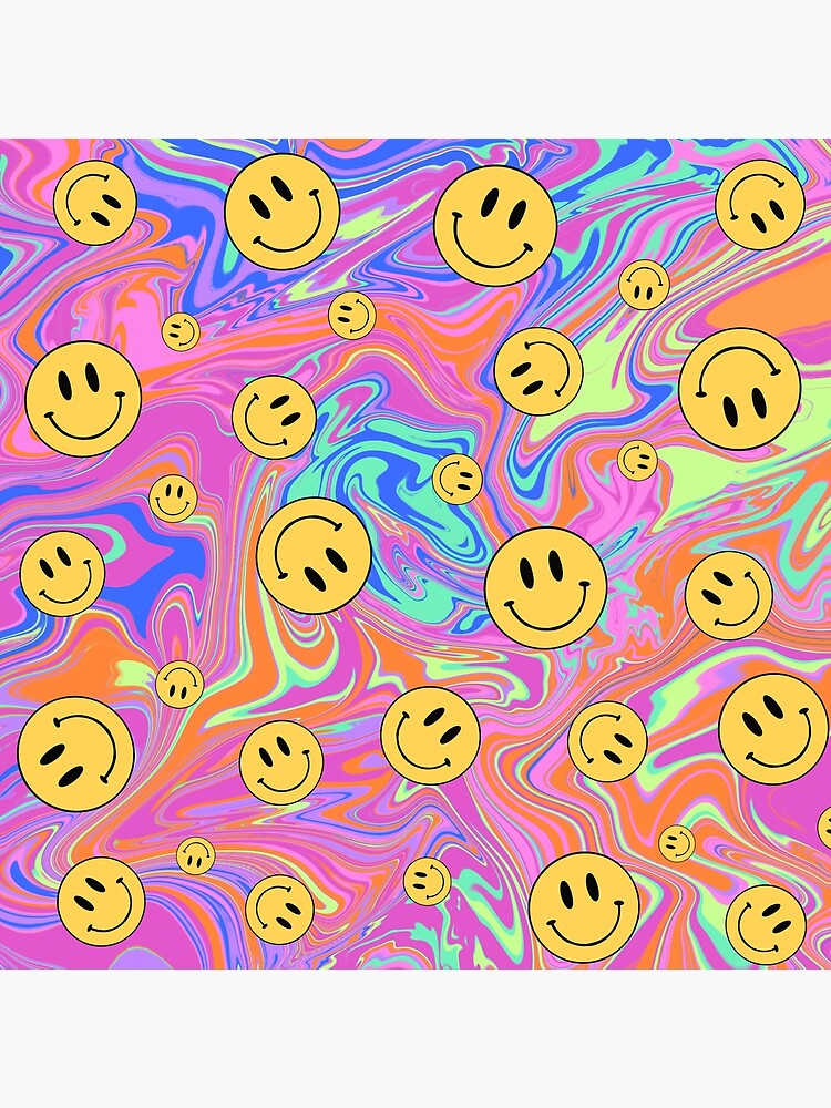 "Groovy Trippy Smiley Face" Poster for Sale by jellygum | Redbubble