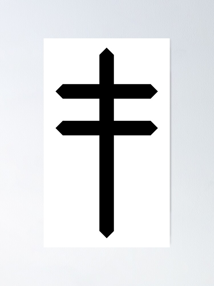 "Double Barred Cross - Black" Poster for Sale by joshcartoonguy | Redbubble