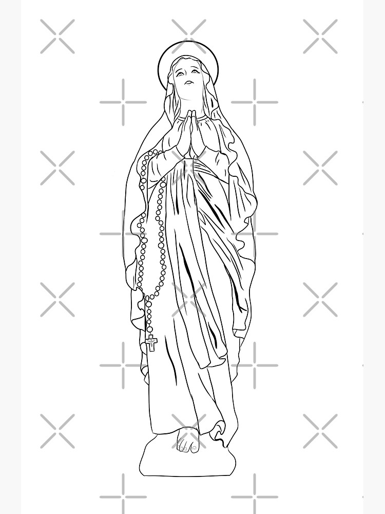 "Our Lady of Fatima (Simple Black Line Art)" Art Print by ...