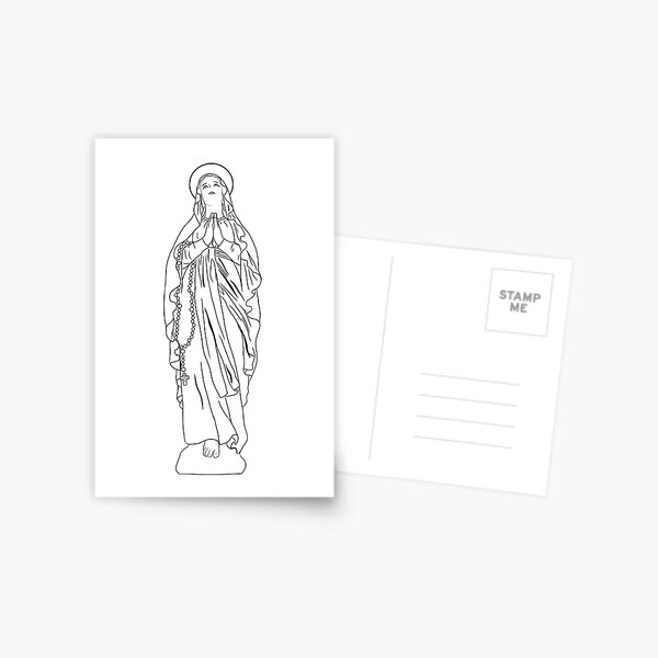 "Our Lady of Fatima (Simple Black Line Art)" Postcard for Sale by ...