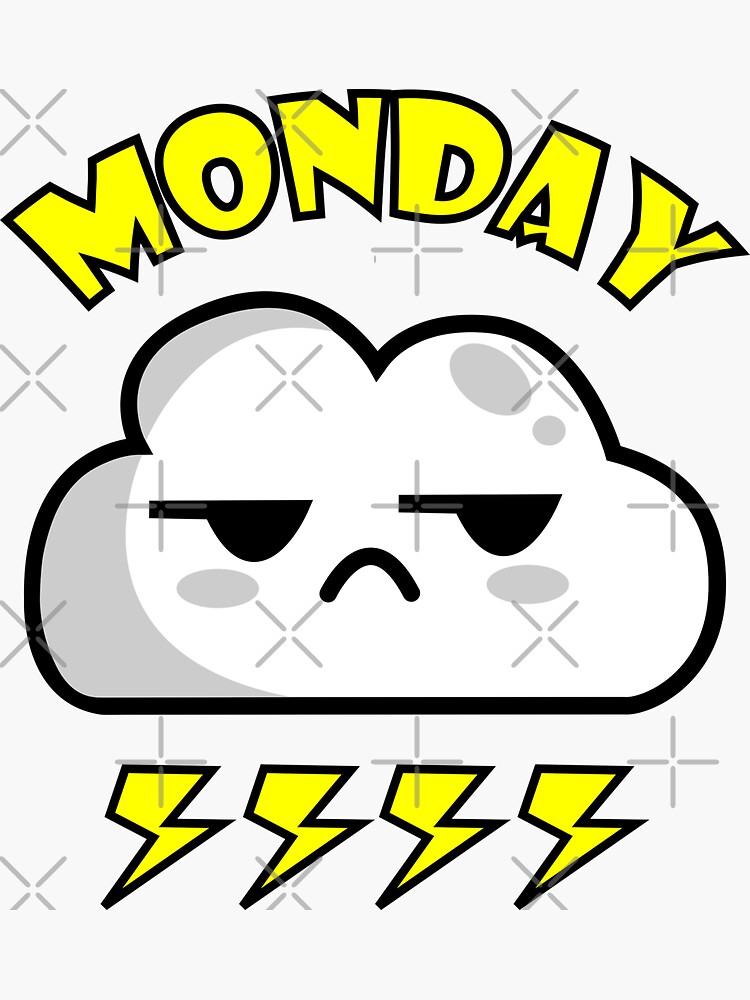 "Bad Monday Cloudy Kawaii" Sticker for Sale by DAFIN | Redbubble