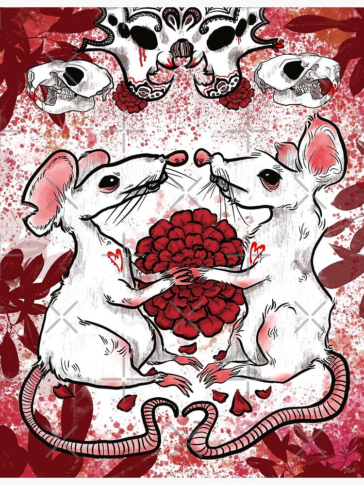 "Rats in Love Red Ver." Poster for Sale by kils-treehouse | Redbubble