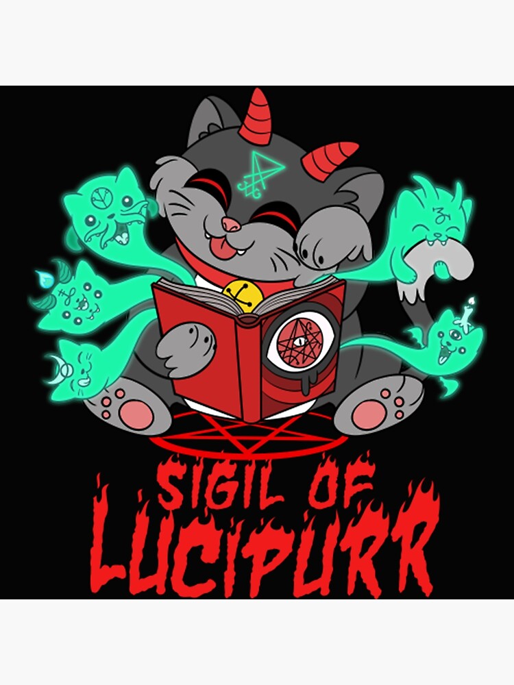 "Witchcraft Cute Satanic cat Sigil of Lucipurr Necronomicon " Art Print ...