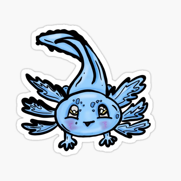 "Blue Axolotl Full Body" Sticker for Sale by BioLushGraphics | Redbubble
