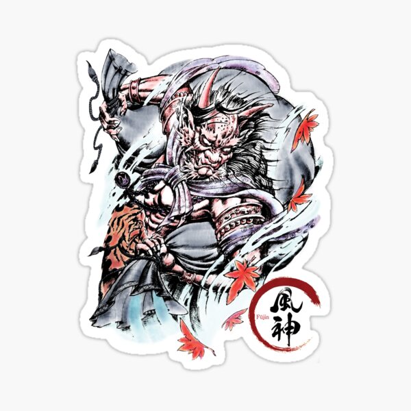 "Fujin (The Japanese God of The Wind) demon devil oni tattoo" Sticker ...