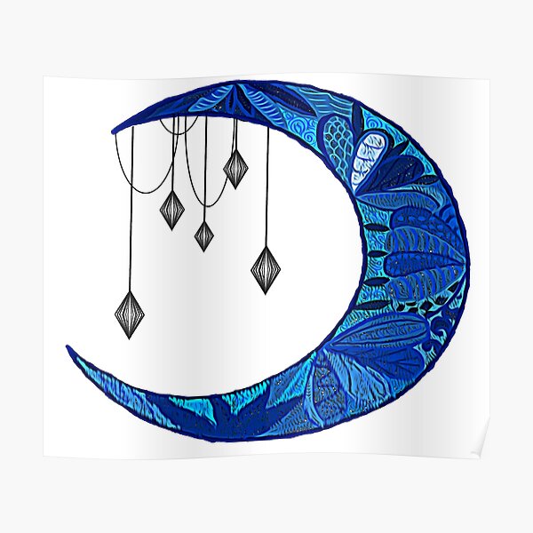"Blue Moon Drawing" Poster by natnat7w | Redbubble