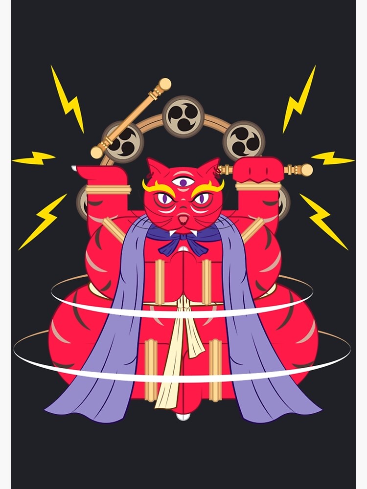 "Bakeneko Japanese Monster Cat with Raijin" Poster for Sale by ...