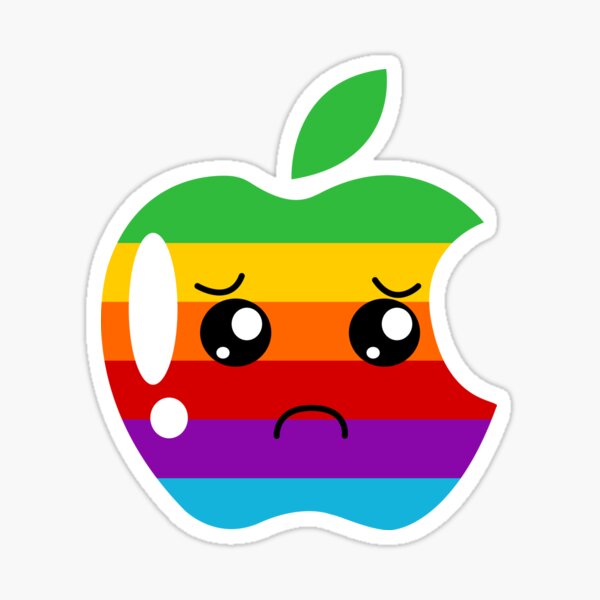 "Kawaii Retro Sad Apple Rainbow" Sticker for Sale by DAFIN | Redbubble