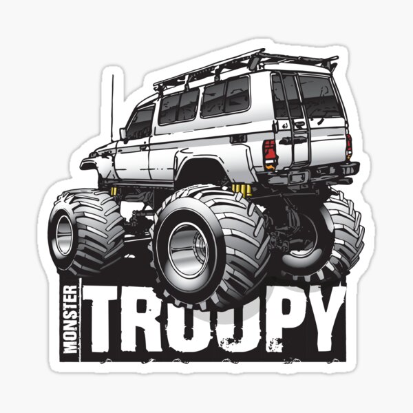 "Monster Troopy - Toyota Land Cruiser Troop Carrier" Sticker for Sale ...