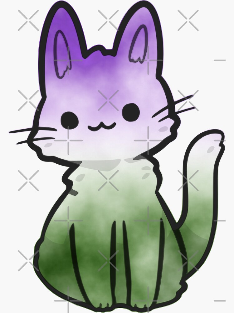 "Watercolour Cat Subtle Abstract Genderqueer Pride Flag" Sticker for ...