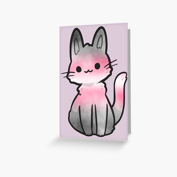 "Watercolour Cat Subtle Abstract Demigirl Pride Flag" Greeting Card by ...