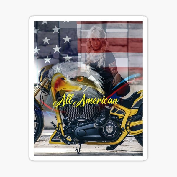 "All American Biker Chick " Sticker by adamstore0015 | Redbubble