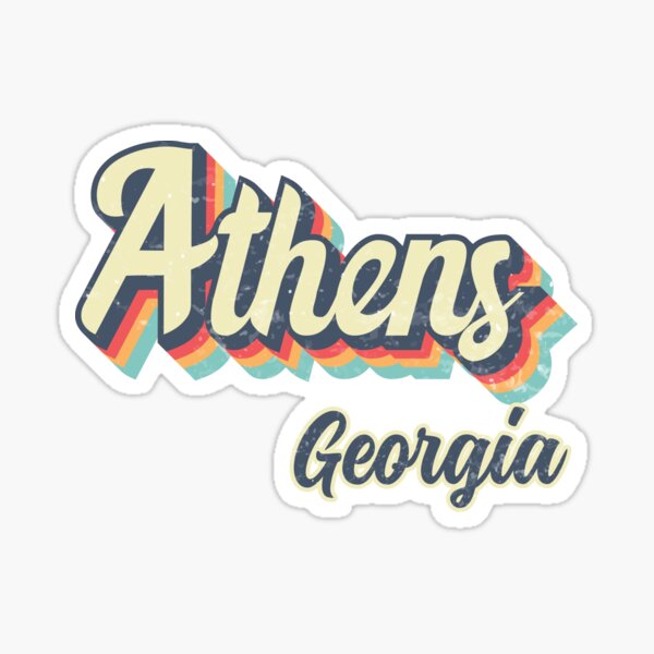 "Athens city Georgia Retro Vintage 70s rainbow" Sticker for Sale by ...