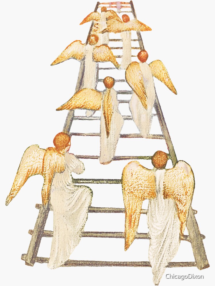 "Angels step up a ladder" Sticker for Sale by ChicagoDixon | Redbubble