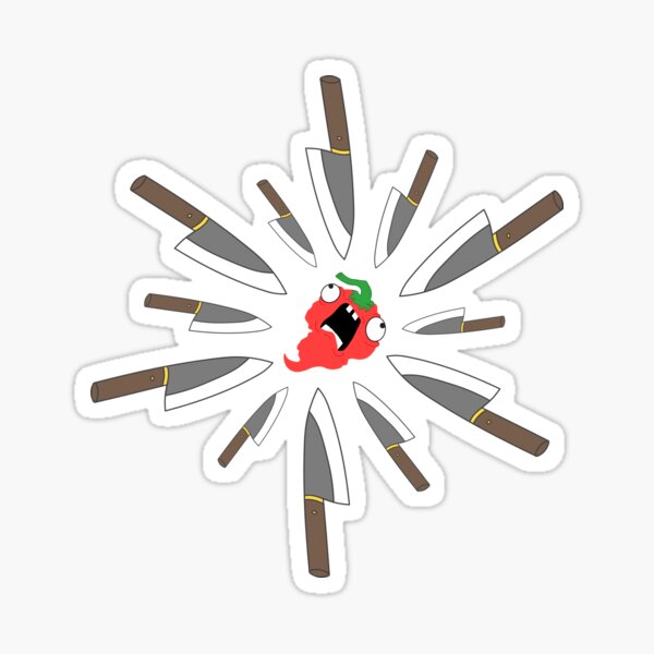 "Screamer Chilli with Knives" Sticker for Sale by Lena-Stackhouse ...