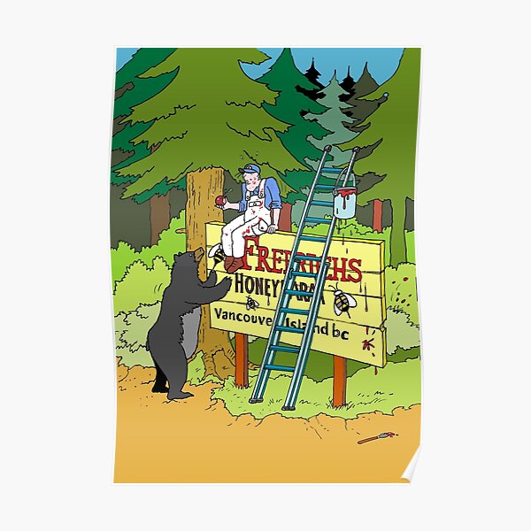 "Bear bothering sign painter" Poster by BalbinaStudio | Redbubble